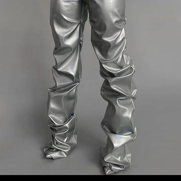 Pants & Jumpsuits | Silver Pleather Instagram Pants Small New | Poshmark